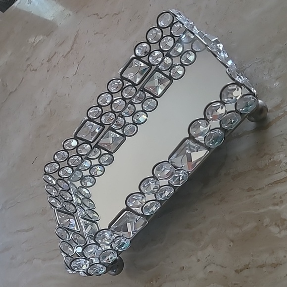 Vintage | Storage & Organization | Vintage Crystal Mirrored Tray | Poshmark